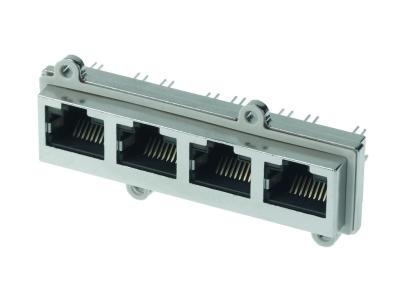 China Passive Automotive RJ45 Connector Fully Shielded Vertical Orientation Bel Fuse SS-60400-001 with LED for sale