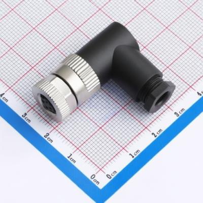 China Durable plastic assembled connectors CAZN M8-S4D-PWD05 right angle socket solder wire connection with 5mm cable outlet for sale