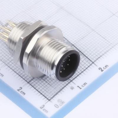 China Front panel installation panel mount socket connector CAZN M12-P12A-GPBM12 male pin type for PCB mounting for sale