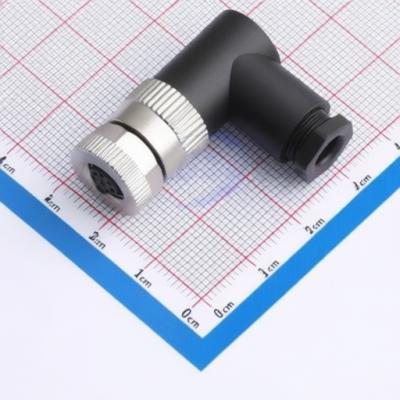 China Durable M8 Right Angle Plug Solder Wire Connector CAZN M8-S8A-PWD05 Threaded Connection Black for sale