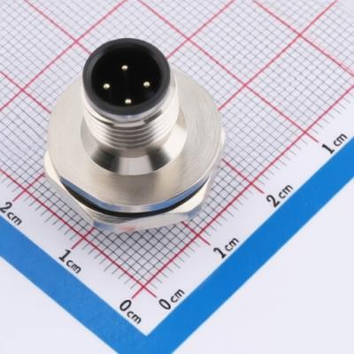 China Durable panel mount connector CAZN M12-P4A-GWBP11 with M12 threaded pin core and screw lock mechanism for sale