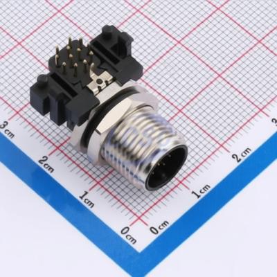 China Locking Plate Metal M12 Right Angle Connector Thread Connection PCB Mount Shielded CAZN M12-P12A-GPLM12-JD for sale
