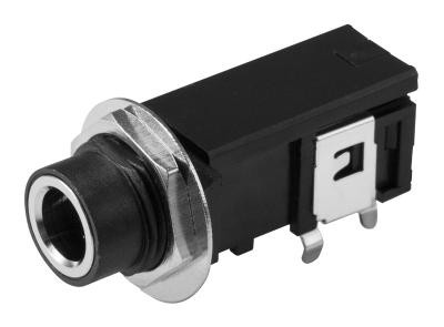 China Through hole right angle audio jack connector CUI SJ 63062A 2 conductor no switch threaded with nut for sale