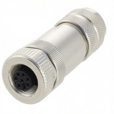 China M12 8 pin female connector L-com M12FT8AFS with screw terminals and IP67 rated brass nickel housing for sale