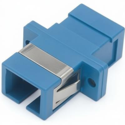 China Blue Engineering Plastic SC SC Simplex Fiber Optic Adapter with Phosphor Bronze Sleeve L-com FOA-002 Model for sale