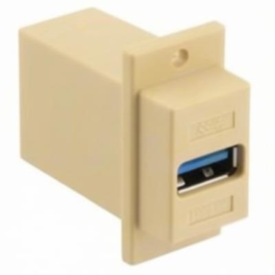 China Panel Mount USB 3 0 Coupler with ABS Ivory Housing L-com ECF504-3AB-IVY USB Type A and Type B Female Connectors for sale
