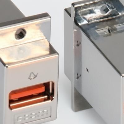 China L com ECF504 UAAS HR USB A A Panel Adapter with Chrome Coupler Housing and Shielded Steel Alloy Shell for sale