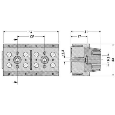 China Feed through terminal block with nominal voltage 800 volt and 57 amp current Phoenix Contact 2716729 for sale