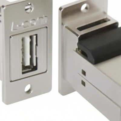 China USB A-B shielded coupler and flange adaptor panel mount kit L-com ECF504-AB zinc alloy flange design for sale