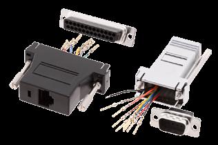 China MH CONNECTORS MHDA25 SMJ8 G K Sub D Female to RJ45 Connector Adapter with UL Recognised Plastic Hood for sale