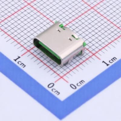 China Single row board Type C connector 16 pin top mount with posts HCTL HC TYPE C 16P 01A G green glue core for sale