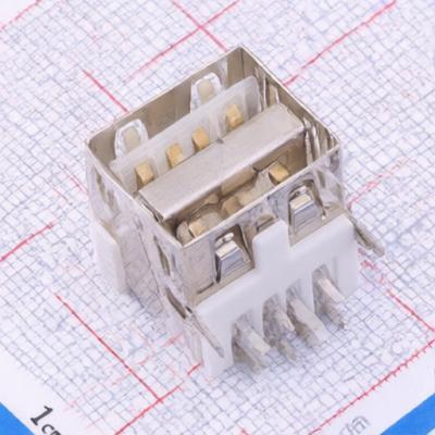 China Double Layer USB AF Connector Flat White Plastic Housing HDGC USB-HXS-109DIP Electrical Component for sale