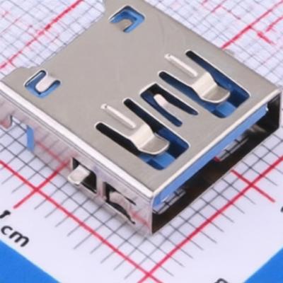 China Hong Cheng HC USB3 0 C34 P USB Seat with Blue LCP Base Gold Plated Copper Contact and Nickel Plated Iron Shell for sale