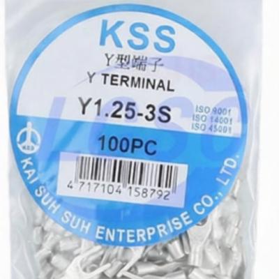China Electrical Wiring Y Terminal KSS Y1.25-3S Designed for Wire Gauge 1.25 Millimeter AWG 22 to 16 for sale