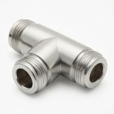 China Type N Jack Tee Coaxial Connector L-com BN133 with Brass Body Gold Plated Contact and PTFE Insulator for sale