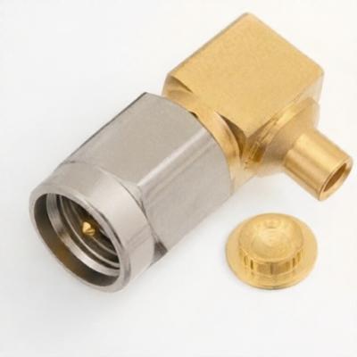 China Semi rigid cable SMA male right angle connector L-com LCCN3121 with PTFE insulation and gold plating for sale