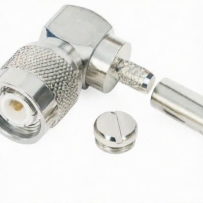 China TNC Plug Connector for RG58 and LMR195 Cables Featuring L-com BAC525 Nickel Plated Brass Construction for sale
