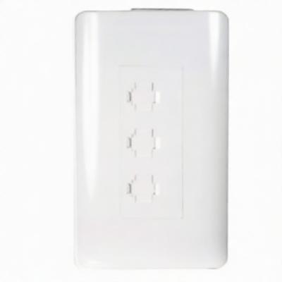 China Triple RJ45 Wall Plate Projection L-com MWP403K-WT White ABS Thermoplastic Flame Retardant Material for sale