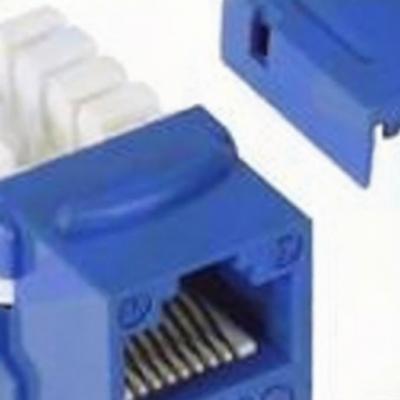 China RJ45 110 Cat5e Jack Blue with IDC 110 Punch Down Terminals and ABS Housing L-com MJS110C5E-BL for sale
