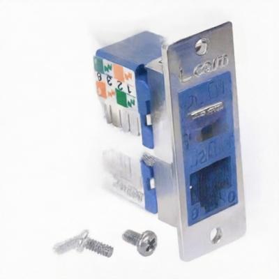 China Category 5e RJ45 110 Keystone Jack with Flange Adaptor Blue Color L-com ECF110C5E-BL Modular Connector for sale
