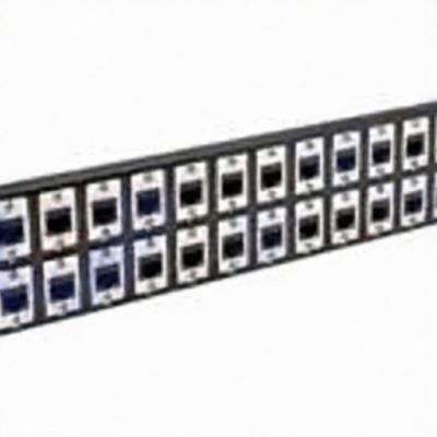 China 19 Inch 2U Rack Mount Panel with 32 Port Capacity and L-com PR35F504B-C6A Cat6A RJ45 Panel Couplers for sale