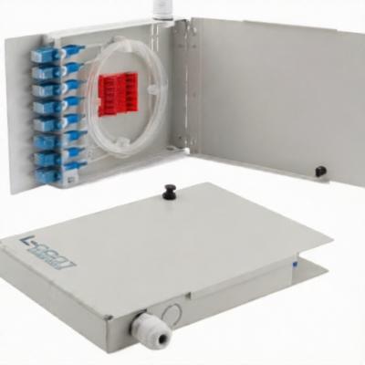 China Wall mount FTTH terminal box featuring 8 simplex SC UPC couplers L com LCFTB 108 SC for data communication applications for sale