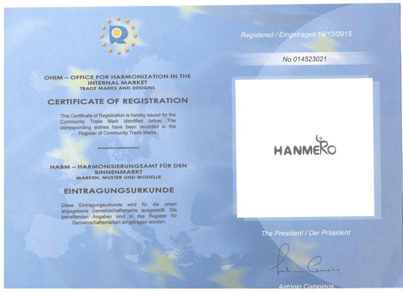 Trademarks and Designs - Wuhan Hanmero Building Material CO., Ltd