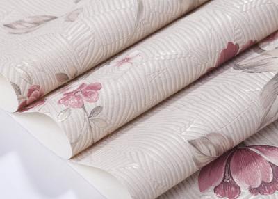 Cina Carta da parati floreale del paese rosa-chiaro amichevole eco-, rivestimenti murali del vinile della stanza della lettiera in vendita