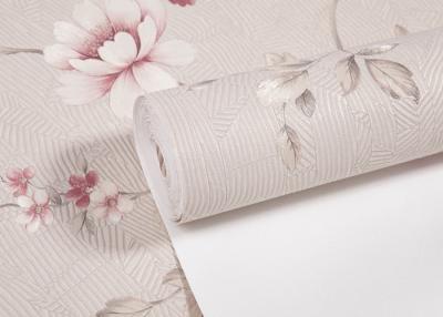 Cina Carta da parati floreale del paese rosa-chiaro amichevole eco-, rivestimenti murali del vinile della stanza della lettiera in vendita