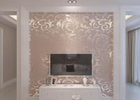 China Embossed Silver Leaf Pattern Washable Vinyl Wallpaper for Household , Hotel for sale