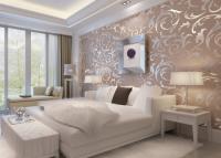 China Embossed Silver Leaf Pattern Washable Vinyl Wallpaper for Household , Hotel for sale