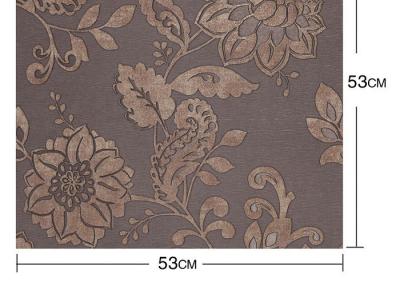 Cina Carta da parati lavabile del vinile del modello floreale di Brown con stile rustico impresso in vendita