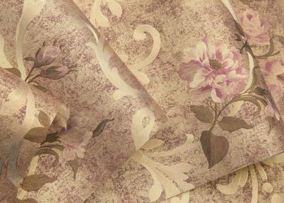 Cina Materiale smontabile 0.53*10M della stagnola di oro del paese della carta da parati floreale romantica del fiore in vendita