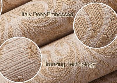 Cina Carta da parati del vinile impressa colore dorato lussuoso con il modello floreale simmetrico in vendita