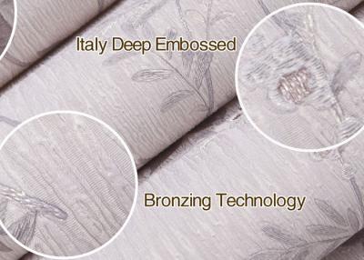 Cina Carta da parati floreale rustica del vinile con colore rosa-chiaro per il salone in vendita