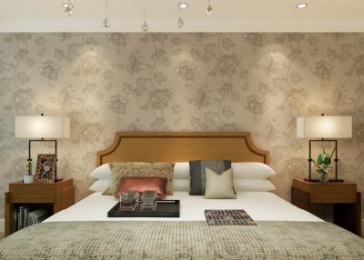 Cina Carte da parati moderne del PVC del modello floreale beige per le camere da letto con superficie impressa in vendita
