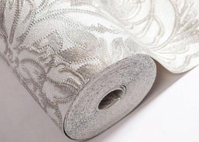 Cina Carta da parati smontabile del vinile di argento amichevole eco- con il modello della foglia e floreale, 0.53*10M in vendita