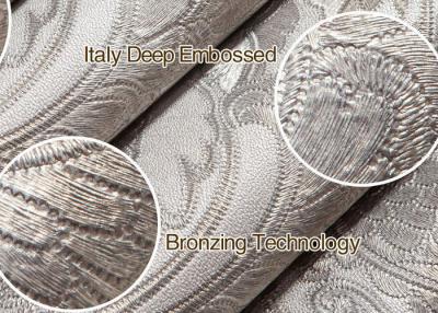 Cina Carta da parati smontabile del vinile di argento amichevole eco- con il modello della foglia e floreale, 0.53*10M in vendita