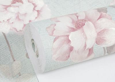 Cina Stile rustico della carta da parati verde chiaro del salone con il modello floreale rosso, rotolo 0.53*10m/ in vendita