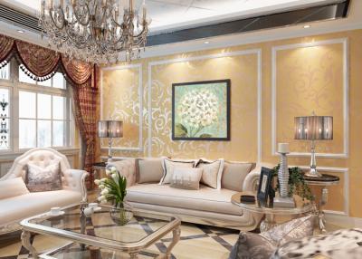 China Papel de parede europeu removível do estilo com teste padrão dourado luxuoso da folha à venda