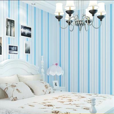 Cina Carta da parati impressa della camera da letto dei bambini, carta da parati a strisce blu e bianca del vinile in vendita