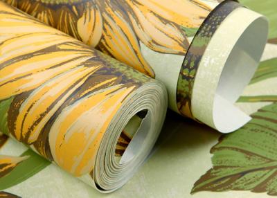 Cina Carta da parati moderna del salone del modello del girasole con superficie impressa, colore dorato in vendita