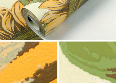 Cina Carta da parati moderna del salone del modello del girasole con superficie impressa, colore dorato in vendita