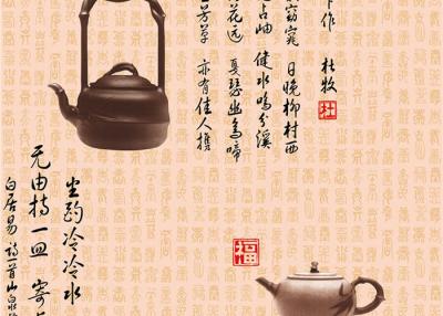 Cina Il bene durevole non ha incollato la carta da parati cinese impermeabile del modello con la teiera/la stampa antica di Portey in vendita