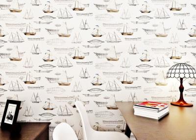 Cina Carta da parati smontabile moderna del modello bianco della barca, Wallcovering non tessuto del lusso in vendita