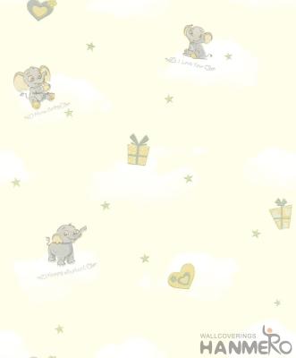 Cina Fabbrica cinese di Wallcovering del PVC della carta da parati della stanza di bambini della famiglia del fumetto dell'elefante moderna in vendita