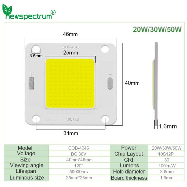 6000k gelijkstroom-MAÏSKOLF van de LEIDENE Volledige Spectrum Module het Hoge Helderheid 20W 6000k