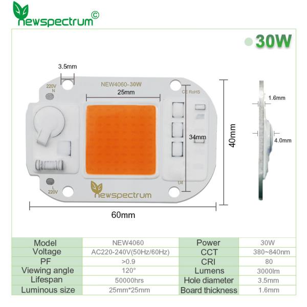 Dimensione 60mm COB LED Modulo 220V 1000K per la cura della lampada di crescita della pianta Chip