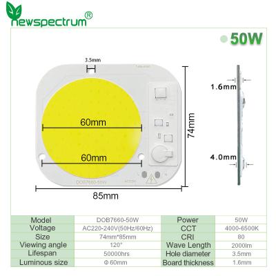 China 20W 5000LM Cob Flip Chip Led 30W 50W For Spotlights Grow Lights Led Cob Chip for sale