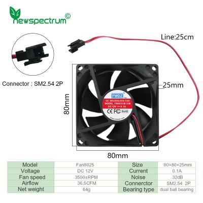China DC 12V Cooler Dc Brushless Fan 80mm Connerctor For Computer LED Chip for sale